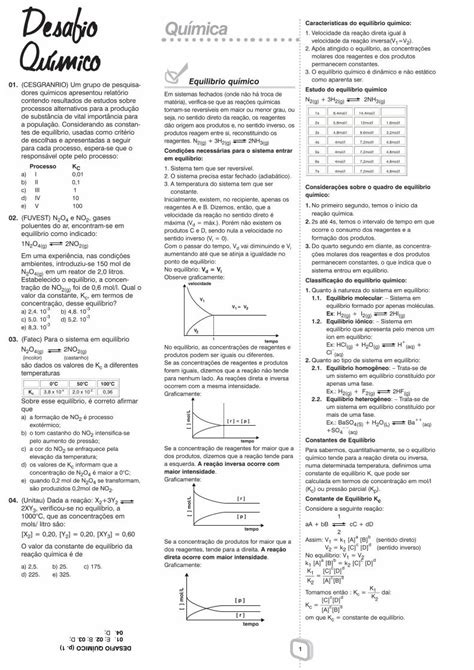 Pdf Caracter Sticas Do Equil Brio Qu Mico Qu Mico Pdf Filequ Mico