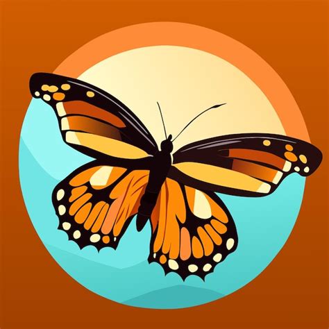 Ilustración elegante de la mariposa monarca en vuelo Vector Premium