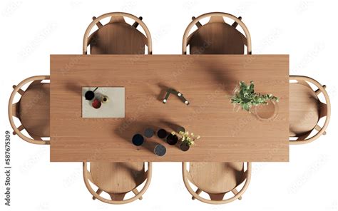 Foto De Top View Of Dining Table With Chairs Do Stock Adobe Stock