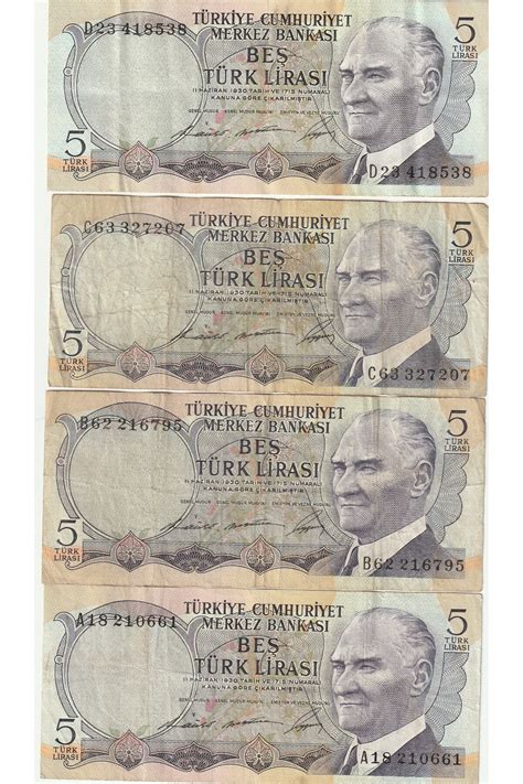 escoines koleksiyon 6 Emisyon 5 Türk Lirası temiz A B C D harf