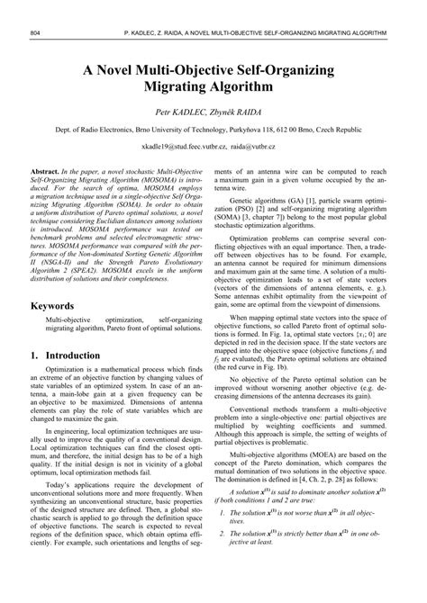 pdf a novel multi objective self organizing migrating algorithm