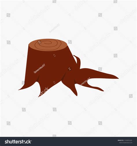 Tree Stump Roots Vector Illustration Isolated เวกเตอรสตอก ปลอดคา