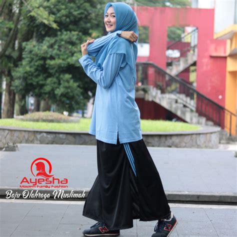 Promo Setelan Baju Olahraga Wanita Muslimah Rok Celana Training Senam