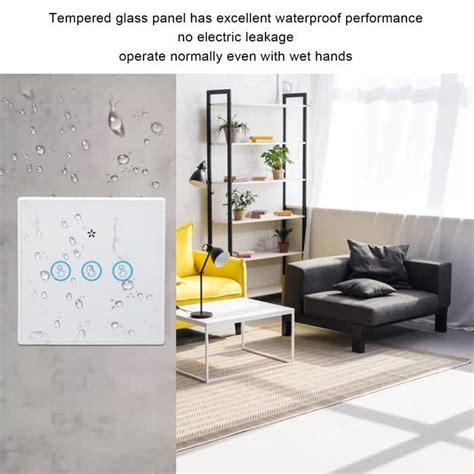 EJ life Interrupteur mural sans fil en verre trempé contrôle tactile