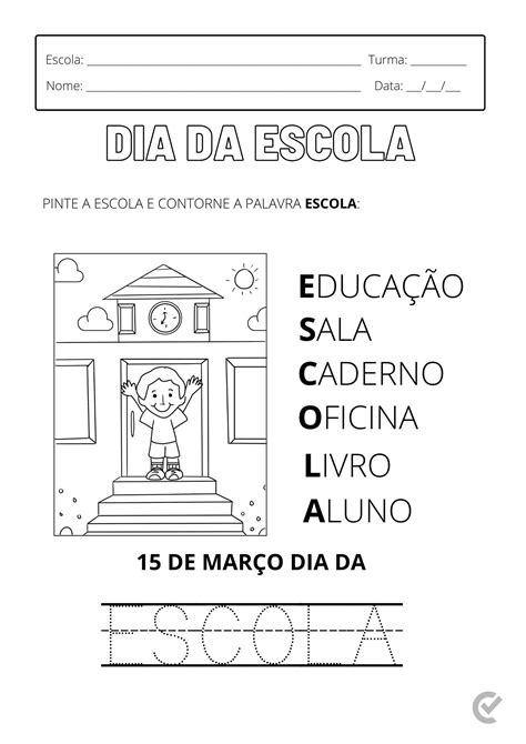 22 Atividades Sobre O Dia Da Escola Para Imprimir