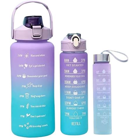 Kit 3 Garrafas Motivacional 2L 1L 300ML Squeeze Garrafinha Água Cor
