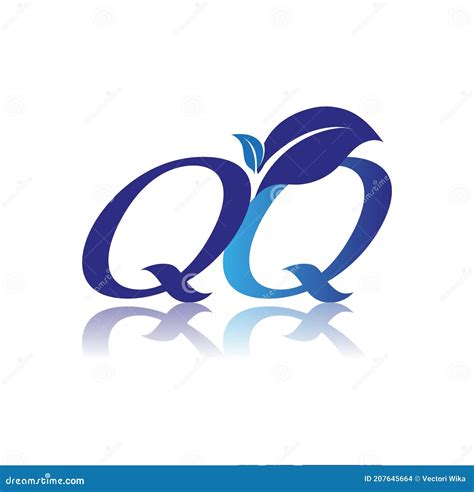 Letra Inicial Qq Logotipo Folha Azul Natureza E Logotipo Ambiental