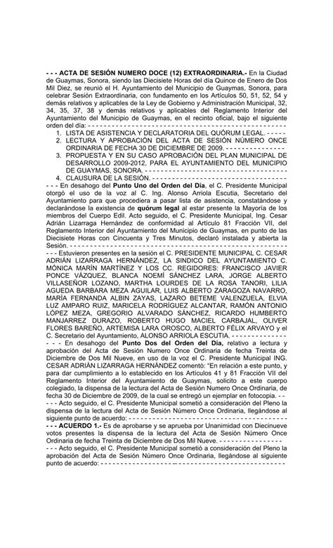 PDF ACTA DE SESIÓN NUMERO DOCE 12 EXTRAORDINARIA archivos guaymas