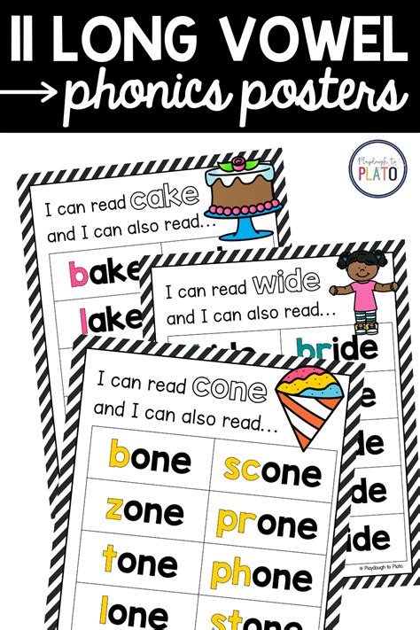 Long Vowel Phonics Posters Playdough To Plato