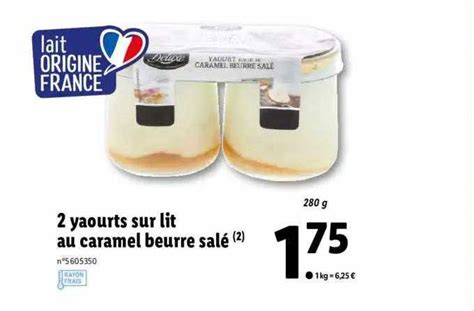 Promo 2 Yaourts Sur Lit Au Caramel Beurre Salé Deluxe chez Lidl