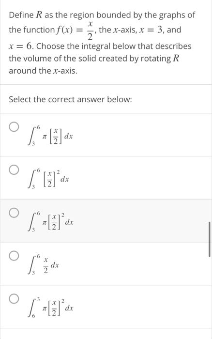 solved define r as the region bounded by the graphs of the