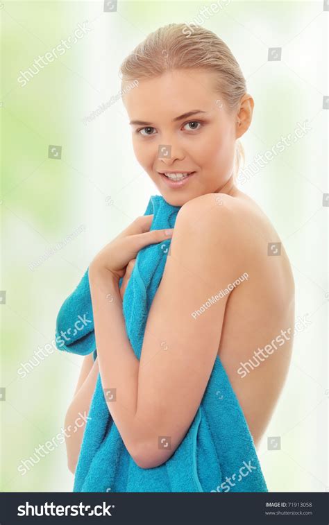 Portrait Beautiful Naked Woman Covering Her Stock Photo 71913058