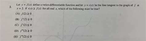 let y f x define a twice differentiable function and let y t x be the line tangent to th [algebra]