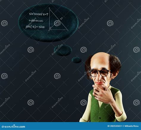 Man Tries To Solve Math Problems Thinking About Formulas Stock