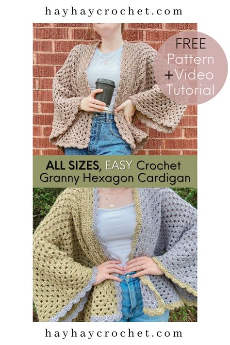 Easy Crochet Classic Granny Hexagon Cardigan Free Pattern Video