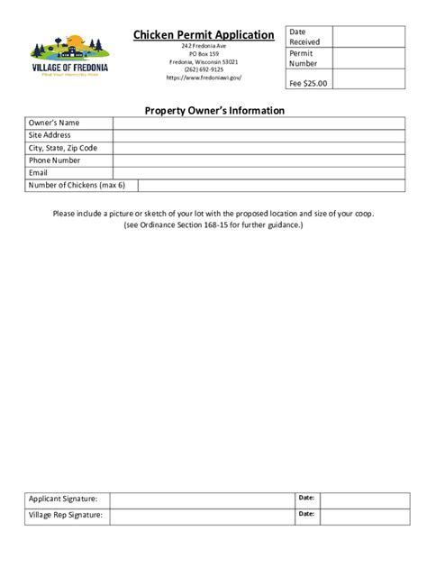 Fillable Online Chicken Permit Application Form PDF Fax Email Print