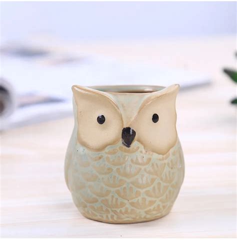 POT DE FLEUR O Pot de fleur en forme de hibou Succulent en céramique