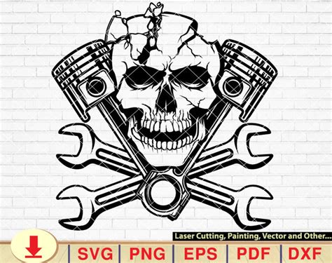 Skull Mechanic Svg Repair Tools Svg Skull Svg Wrench Svg Etsy