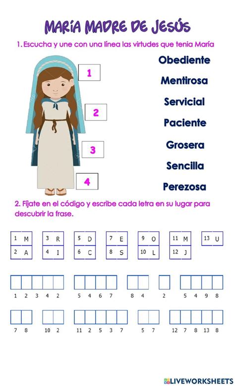 María madre de Jesús interactive worksheet Temas de catequesis