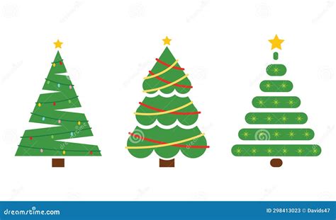 Set Of Colored Christmas Tree Icons Vector Stock Illustration