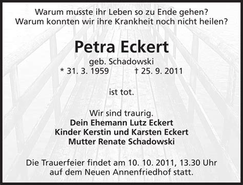 Petra Eckert Traueranzeige Sächsische Zeitung