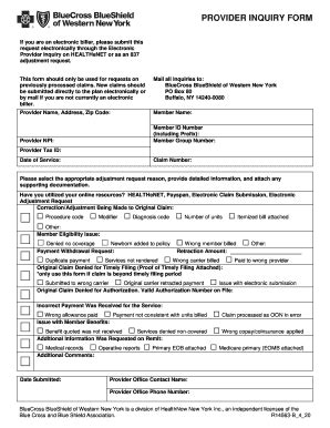 Fillable Online Provider Claim Inquiry Form C9013 Fax Email Print