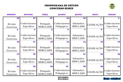 Cronograma De Estudos Pedagogia Para Concursos