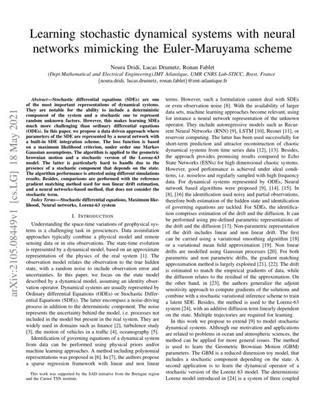 pdf learning stochastic dynamical systems with neural networks mimicking the euler maruyama scheme