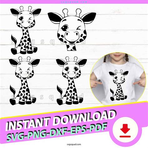 Baby Giraffe SVG PNG Cute Baby Giraffe Silhouette Svg Cricut