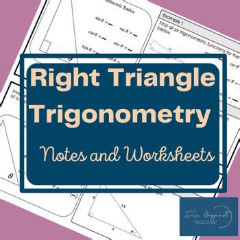 Right Triangle Trigonometry Notes And Worksheets Tpt