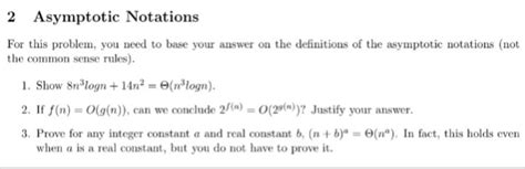 solved 2 asymptotic notations for this problem you need to