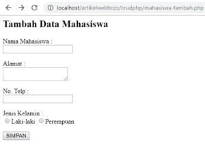 Membuat CRUD PHP MySQL WebHozz Blog