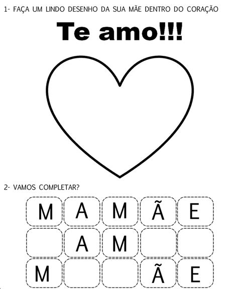 Desenhe sua Mamãe atividade pronta para o dia das mães Atividades