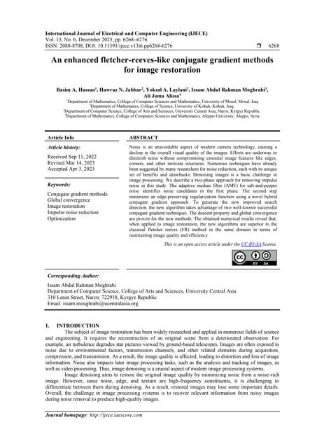 an enhanced fletcher reeves like conjugate gradient methods for image restoration pdf