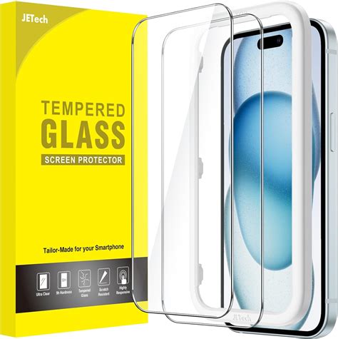 JETech Protection D écran pour iPhone 15 Plus 6 7 Pouces Sans Bulle