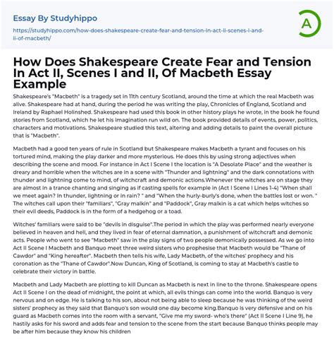 How Does Shakespeare Create Fear And Tension In Act II Scenes I And II