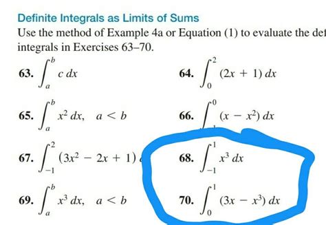 solved definite integrals as limits of sums use the method