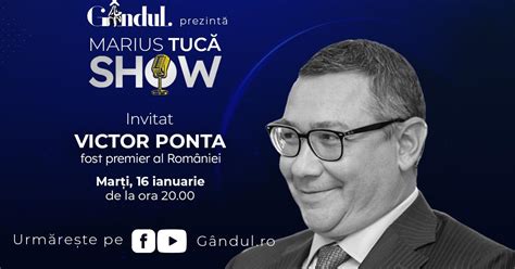 Marius Tucă Show începe marți 16 ianuarie de la ora 20 00 live pe