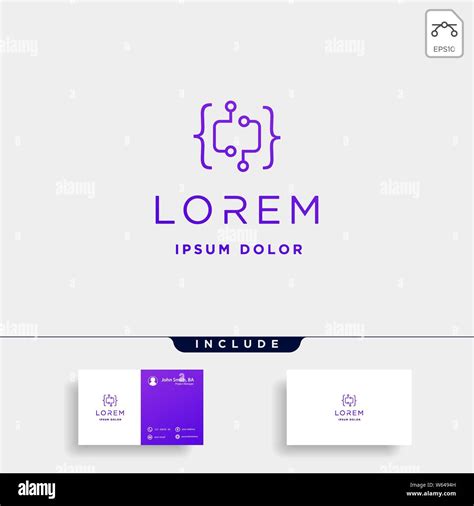 coding digital logo design template vector programmer connect lineart symbol icon stock vector