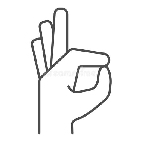 Gesture Okay Thin Line Icon Ok Hand Gesture Vector Illustration