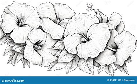 Dessin De Fleur D Hibiscus Noir Et Blanc Design Fleuri Pour La