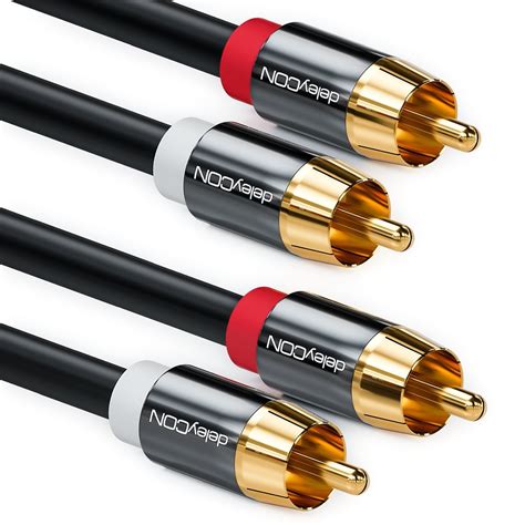 DeleyCON Stereo Audio Cinch Kabel 2x RCA Stecker Zu 2x RCA Stecker