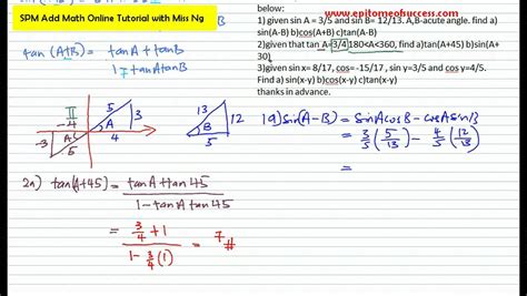 spm add math trigo addition formulae 2 youtube