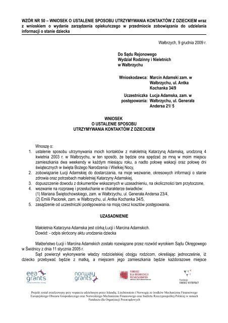 50 wniosek o ustalenie kontaktÃ³w z dzieckiem