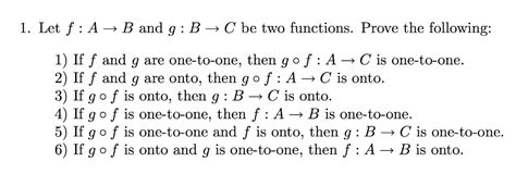 solved i let f a b and g b c be two functions