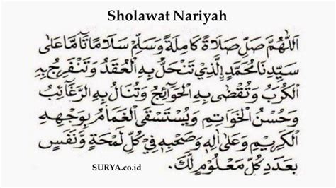 Bacaan Sholawat Nariyah Arab Latin Dan Terjemah Surya Co Id