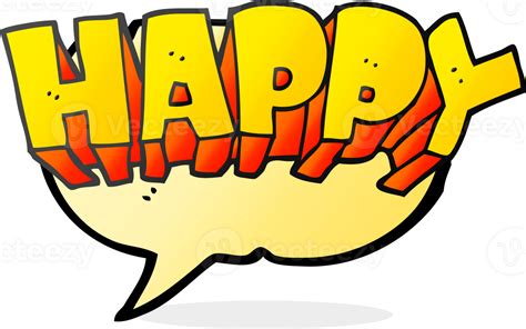 Hand Drawn Speech Bubble Cartoon Word Happy 45022845 Png