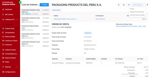 Cómo crear una Orden de Venta Soporte Contasiscorp
