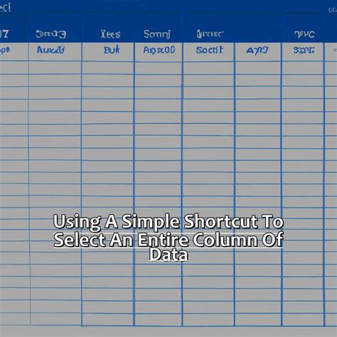 How To Quickly Select An Entire Column Of Data In Excel Using A Simple