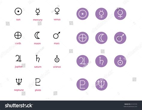 Zodiac And Astrology Symbols Of The Planets Stock Vector Illustration